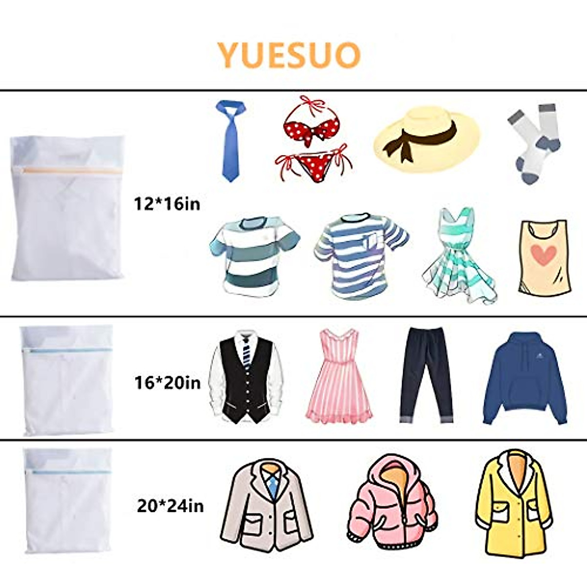 YUESUO Set of 4 Exquisite Mesh Laundry Bag (2 Small, 1 Medium, 1 Large ) for Shirts, Sweaters, Underwear, Bras, Tights, Stockings, Tights Washing Bag, Laundry Underwear Bag, Travel Storage Bag and Travel Laundry Bag（4Set） (color)
