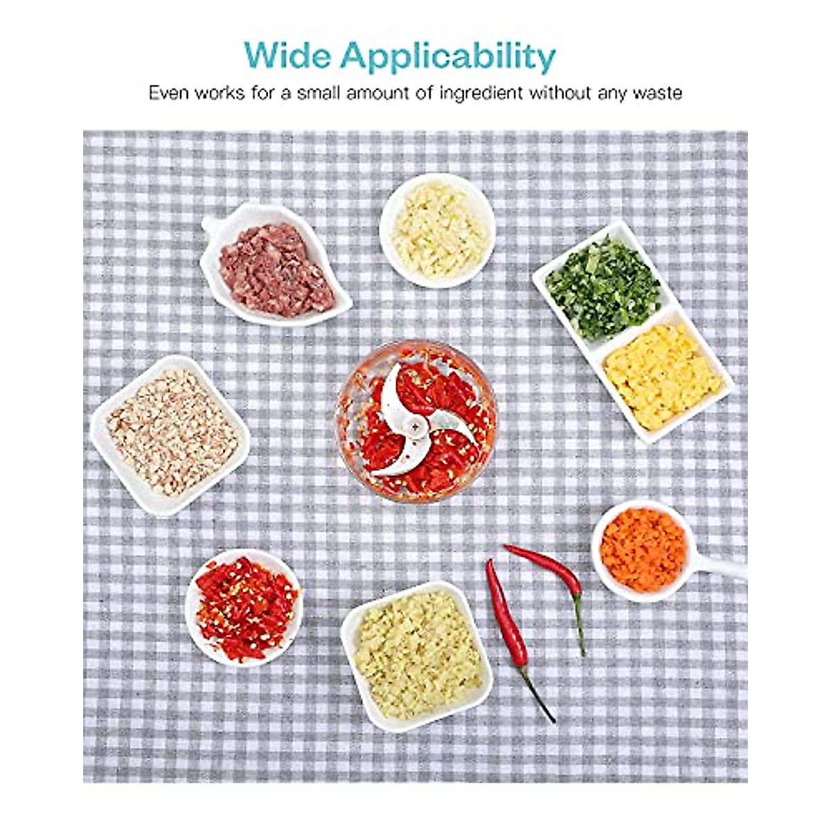 Electric Mini Garlic Chopper, Olrid Mini Chopper Food Processor, Garlic Mincer, for Chop Onion Ginger Vegetable Pepper Spice Meat, Baby Food (250ml)