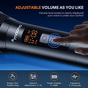 MAONO Wireless Microphone, UHF Handheld Cordless Dynamic Mic, 20 UHF Frequencies Karaoke Mic, Cordless Microphone for Singing, Karaoke, DJ, Singing, Church, Speech, Wedding,262 ft Range (WM760 A1)