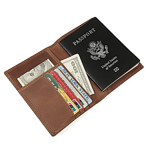Leather Wallet RFID Blocking Leather Passport Holder Travel Bifold Wallet For Men Women Credit Card Holder