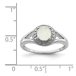 925 Sterling Silver Polished Diamond and Simulated Opal Ring Size 7 Measures 2mm Wide Jewelry for Women
