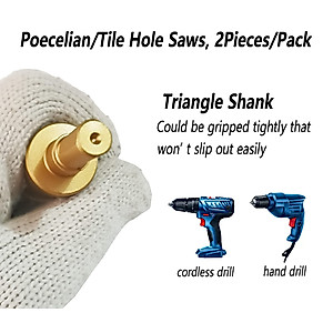 2 Inch Dry Tile Hole Saws Set 2Pcs 50mm Diamond Drill Bits for Poecelain Ceramic Marble Stone Bricks with Triangle Shank by Antengdatool