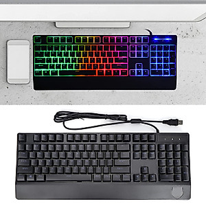 Goshyda Wired Gaming Keyboard,PC 104 Keys Mechanical Keyboard Durable USB Gaming Keyboard with Colorful Backlight,for Computer Notebook