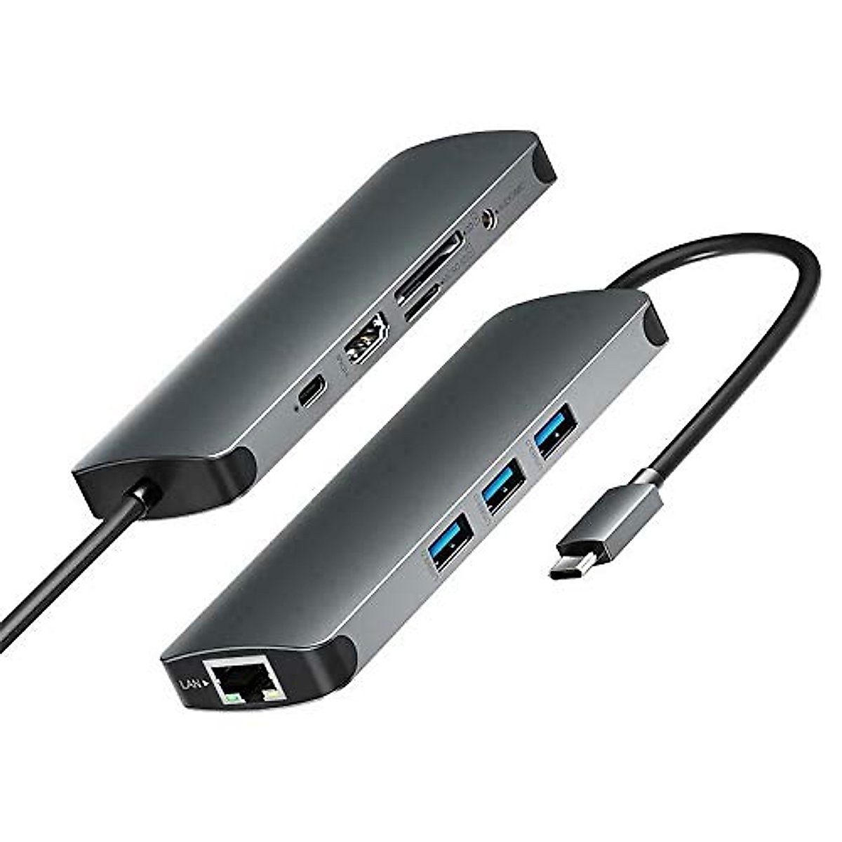 USB C Hub USB3.0 HDMI PD Charging Docking Station Converter USB Readable SD Card, 9-in-1 4K Type C Adapter Compatiable for MacBook and Windows (Silver)