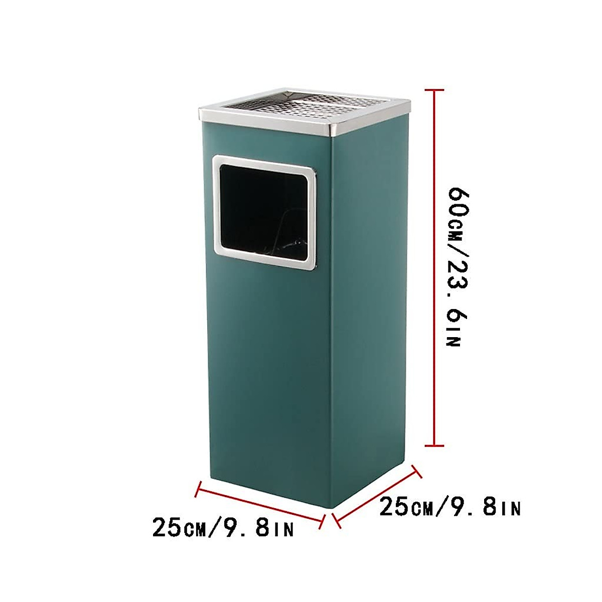 LWSX Bathroom Trash can Square Trash Can Vertical Garbage Can Stainless Steel European Style Garbage Bin 12L/3.1 Gallons with Ashtray Kitchen Trash can (Color : C)