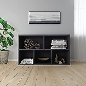 WIFESE Bookshelf Book Cabinet 19.7"x9.8"x31.5" Cubby Storage Organizer Record Player Stand Bookcase with Doors Bookshelf with Cabinet Storage Shelf for Living Room Small Cabinet Gray