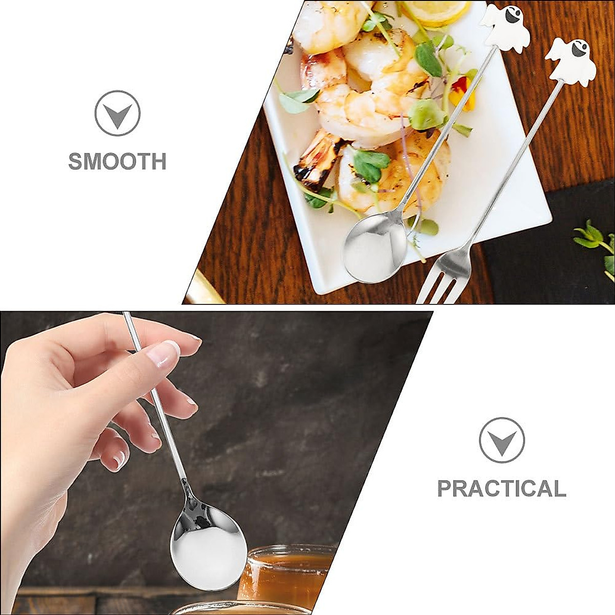 Spoons 6pcs resin Halloween Dinnerware Halloween Elements Spoon for Eating Halloween Dessert Spoon Kitchen Spoon Multipurpose Spoon household Stainless steel