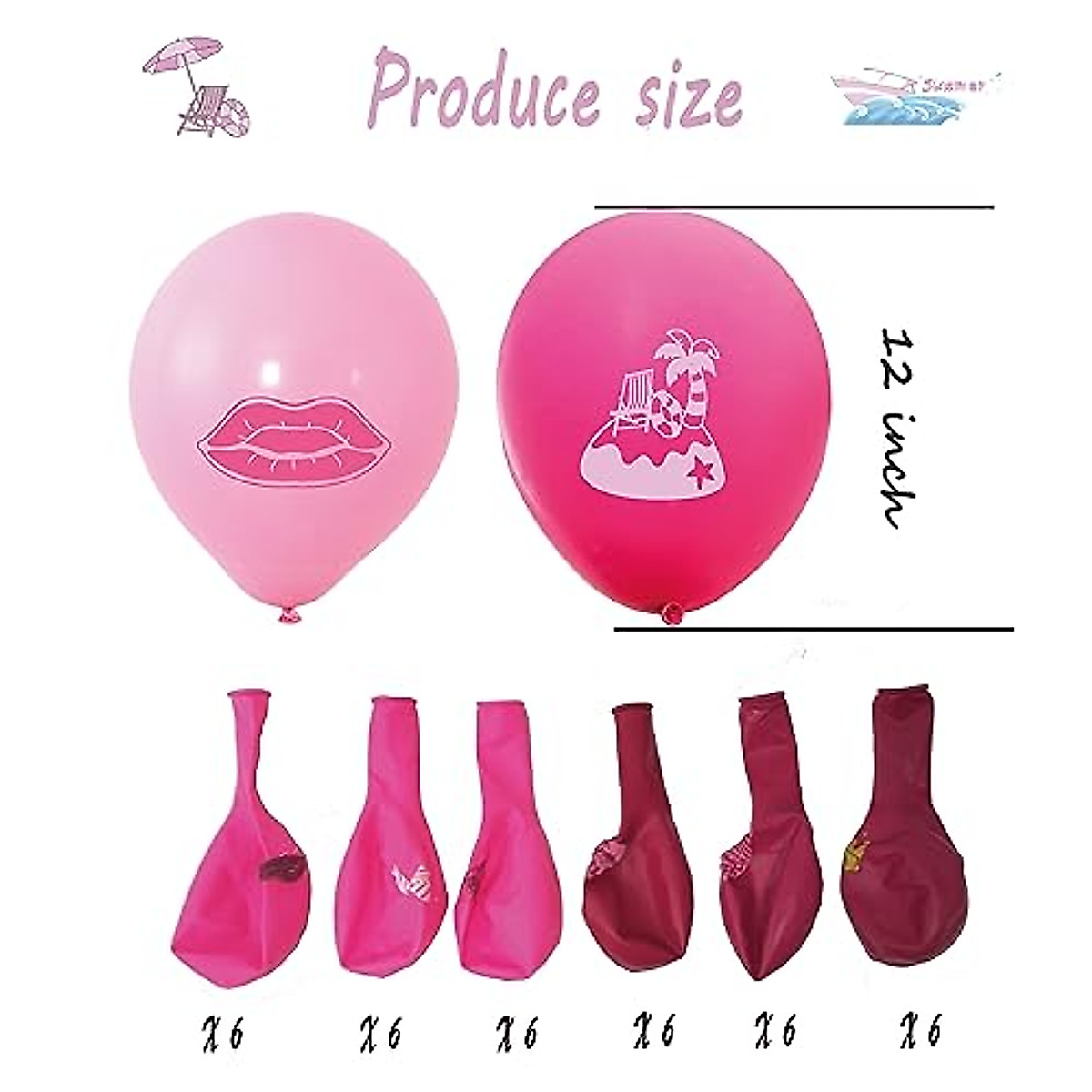 36 Pcs Pink Balloon Party Decoration for Girls Adult,Hot Pink Rose Metallic Balloon for Girl Birthday Party Supplies Baby Shower Princess Themed decorations