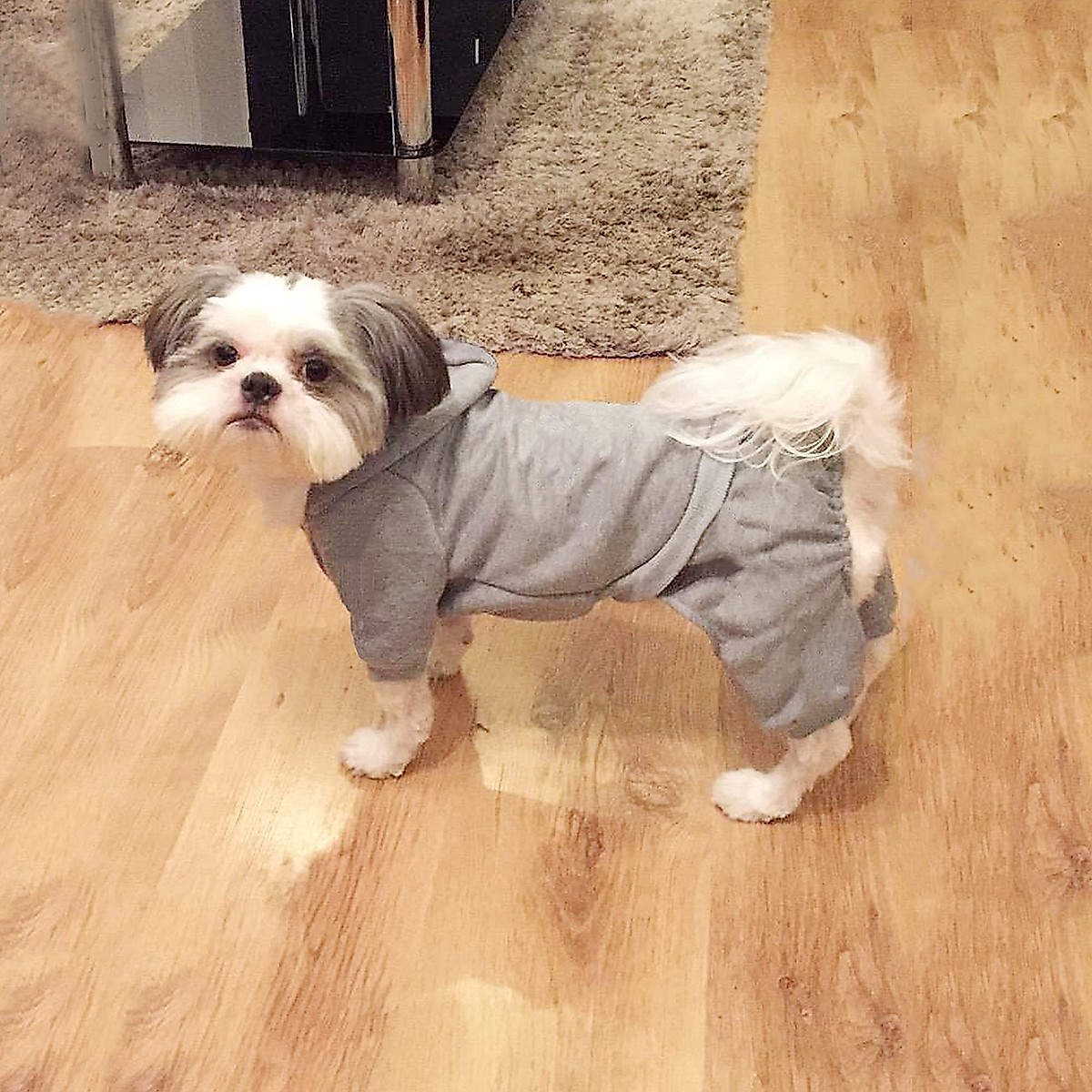Dog Hoodie, Pet Jumpsuit Fleece Sweatshirt with Buttons, Dog Clothes, Dog Cold Weather Coats, Dog Pajamas, Winter Warm Cotton Puppy Hoodie 4 Legs Dog Clothes for Small Medium Large Dogs Cats Boy Girl