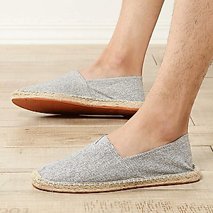 ODOKAY Mens Womens Flat Slip on Loafers Low Top Anti-Slip Breathable Espadrilles Round Toe Walking Shoes Grey