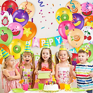 40 Pieces Fruit Balloons Summer Fruit Party Balloons Fruit Themed Party Decorations Tropical Strawberry Watermelon Latex Balloons for Summer Luau Holiday Party Birthday Baby Shower Supplies Decor
