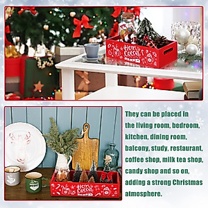 Sliner 3 Pcs Christmas Hot Cocoa Bar Wood Storage Box Rustic Farmhouse Wooden Storage Bins Decorative Wooden Basket Bins Xmas Wood Crate Organizer for Kitchen Office Bathroom Laundry Farmhouse Gift
