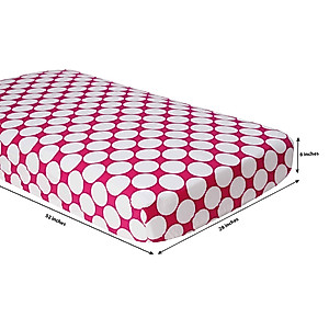Bacati - ONE Large DOTS Soft Breathable 100% Cotton Percale Baby Crib Fitted Sheet - Fits Standard 28 x 52 x 5 Crib & Toddler Mattresses (Pink/Fuchsia)