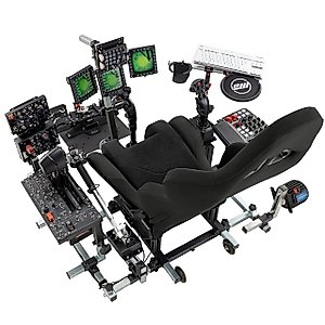 SimFab Modular Flight Simulator Cockpit For Combat Simulation. DCS Edition. Compatible With Thrustmaster Warthog, WinWing, VirPil, VKB And Alike Controls. Upgradable To General Aviation, Space Sim Or Sim Racing. (black seat)