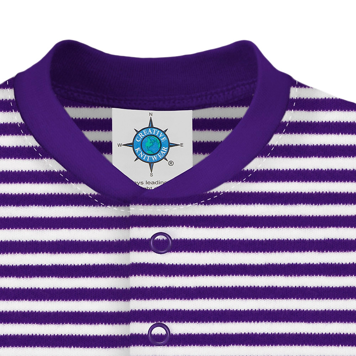 Creative Knitwear College Baby Striped Footed Romper - LSU Tigers Logo - Purple/White - 0-3 Months