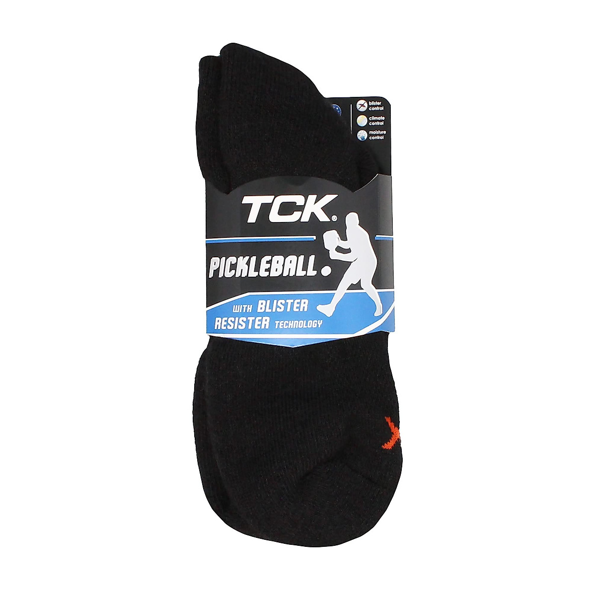 TCK Pickleball Quarter Crew Socks Blister Resistance (Black, Large)