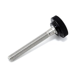 #10-32 x 1-1/2" Thumb Screw Stainless Steel - Black Knurled Round Plastic Knob - Fine Thread Thumbscrew - Length: 1.500" - Proudly Built in USA - Package of (4)