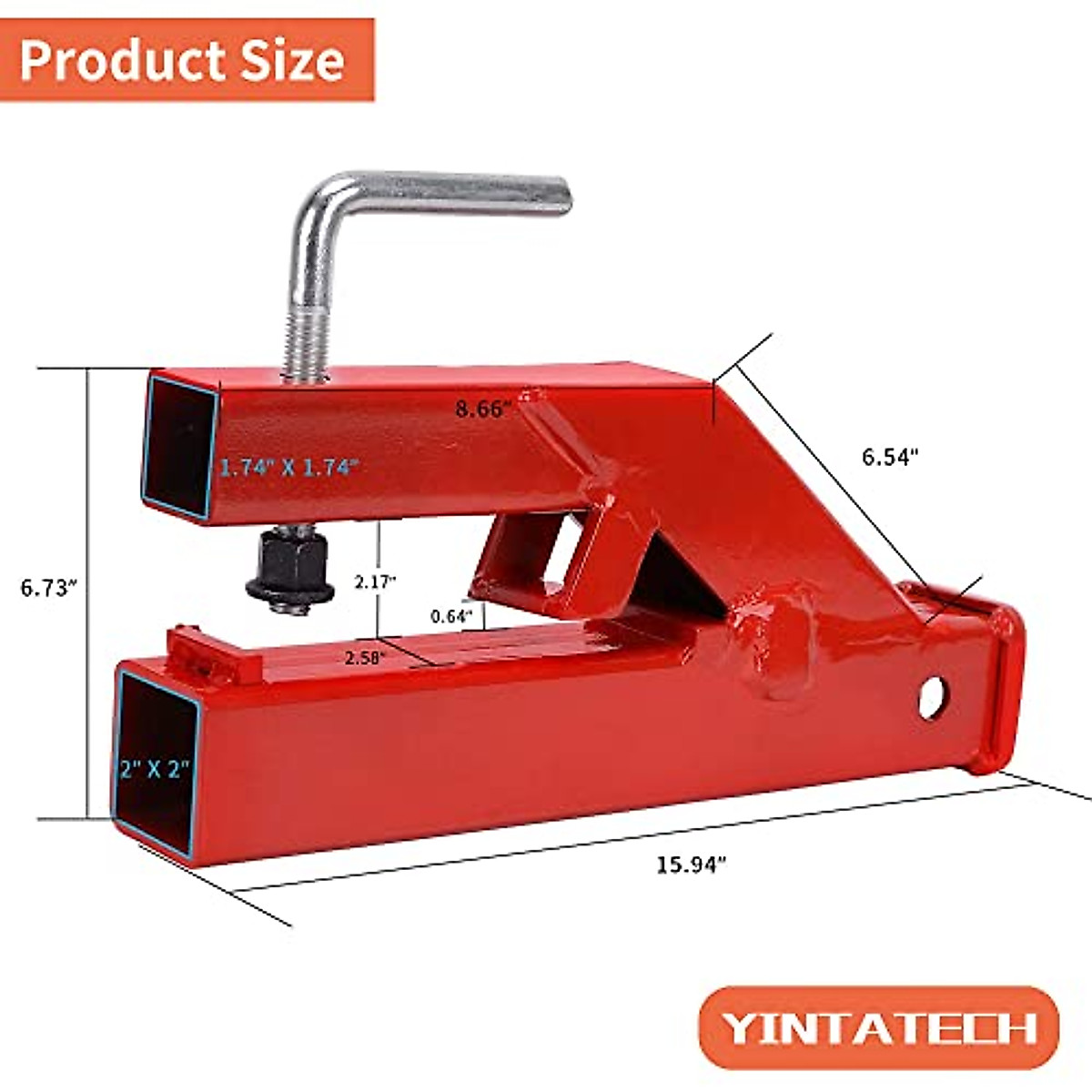 YINTATECH Clamp On Trailer Hitch Tractor Ball Bucket Trailer Receiver Hitch 2" Hitch Mount Adapter for Deere Bobcat