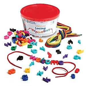 Learning Resources Lowercase Lacing Letters - 275 Pieces, Ages 3+, Toddler Alphabet Learning Toys, Letter Beads for Kids, Homeschool Supplies, Alphabet Beads, Early Spelling,Back to School Supplies
