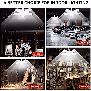 RGZZUP 6PACK LED Garage Lights,E26 100W Deformable Led Garage Ceiling Lighting 10000LM E26/E27 Daylight 6000K LED Ceiling Lights Adjustable Led Garage Light Extended Base for Garage,Warehouse