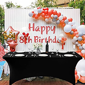 SUPERO Waterproof Spandex Table Cover for 4FT Table Universal Fitted Stretch Tablecloth for Party, Banquet, Wedding and Events-Black