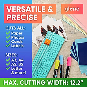 Glone 12 inch Paper Trimmer, A4 Size Paper Cutter with Automatic Security Safeguard for Coupon, Craft Paper and Photos (Green)