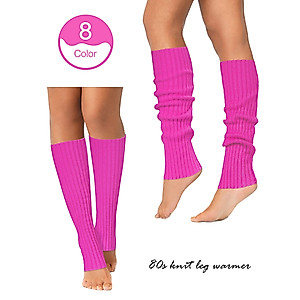 SATINIOR 8 Pairs Women Knit Leg Warmers 80s Eighty's Ribbed Leg Warmers for Party Sports