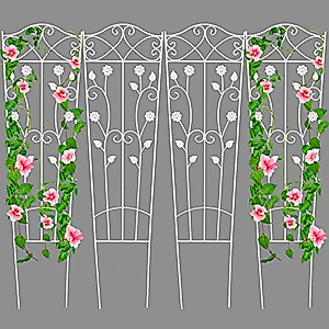 XYADX Trapezoidal Garden Trellis for Climbing Plants Outdoor, Sturdy Metal Trellis Climbing Plants Support, 59 X 16 Inches Garden Trellis for Vegetables and Flowers Pack of 4 - White