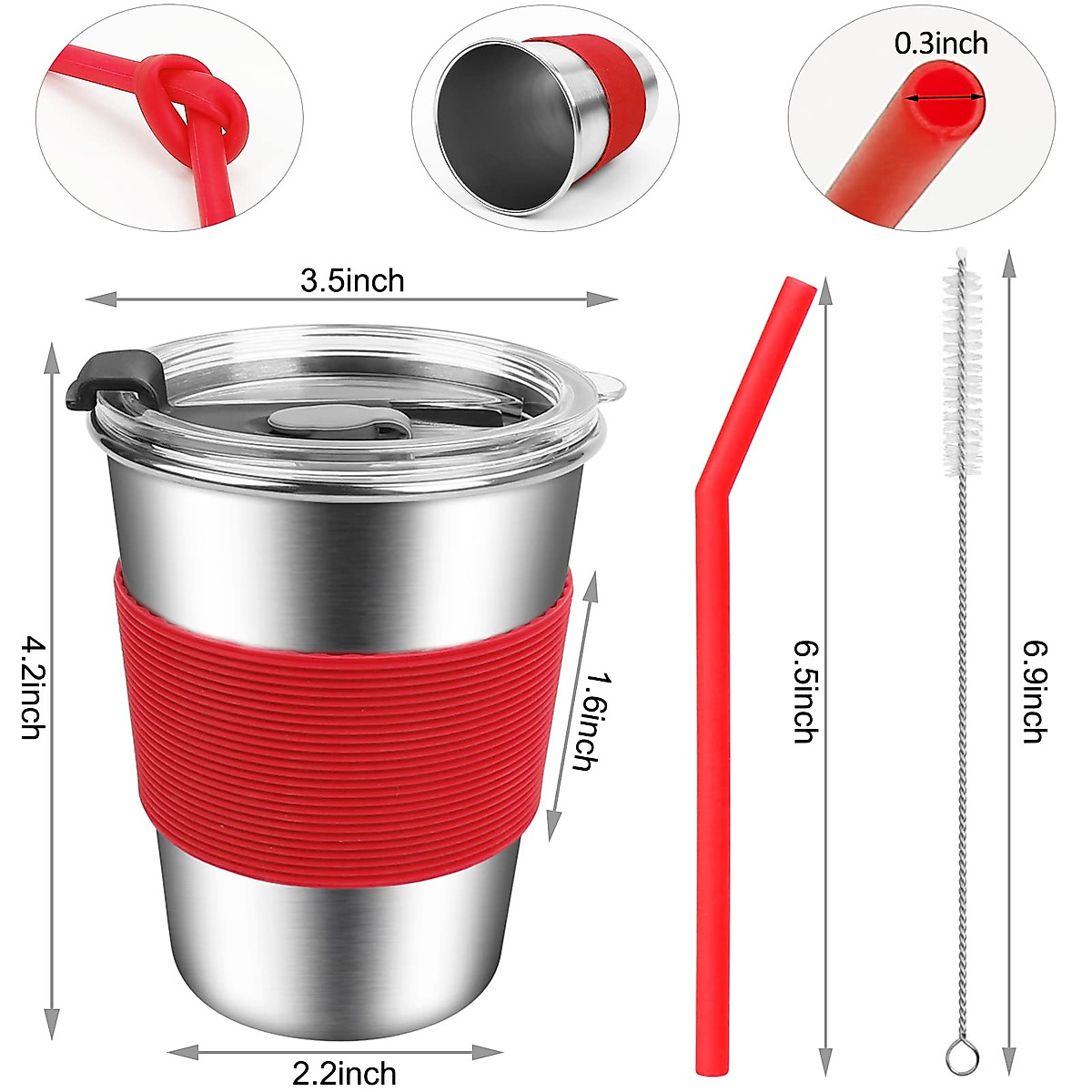 EWSNmata Kids Cups with Straws Spill Proof, Stainless Steel Sippy Cups with Lids, 12oz Toddlers Straws Tumbler, 6 Pack Unbreakable Water Glasses for Children, Adults, Outdoor, Indoor