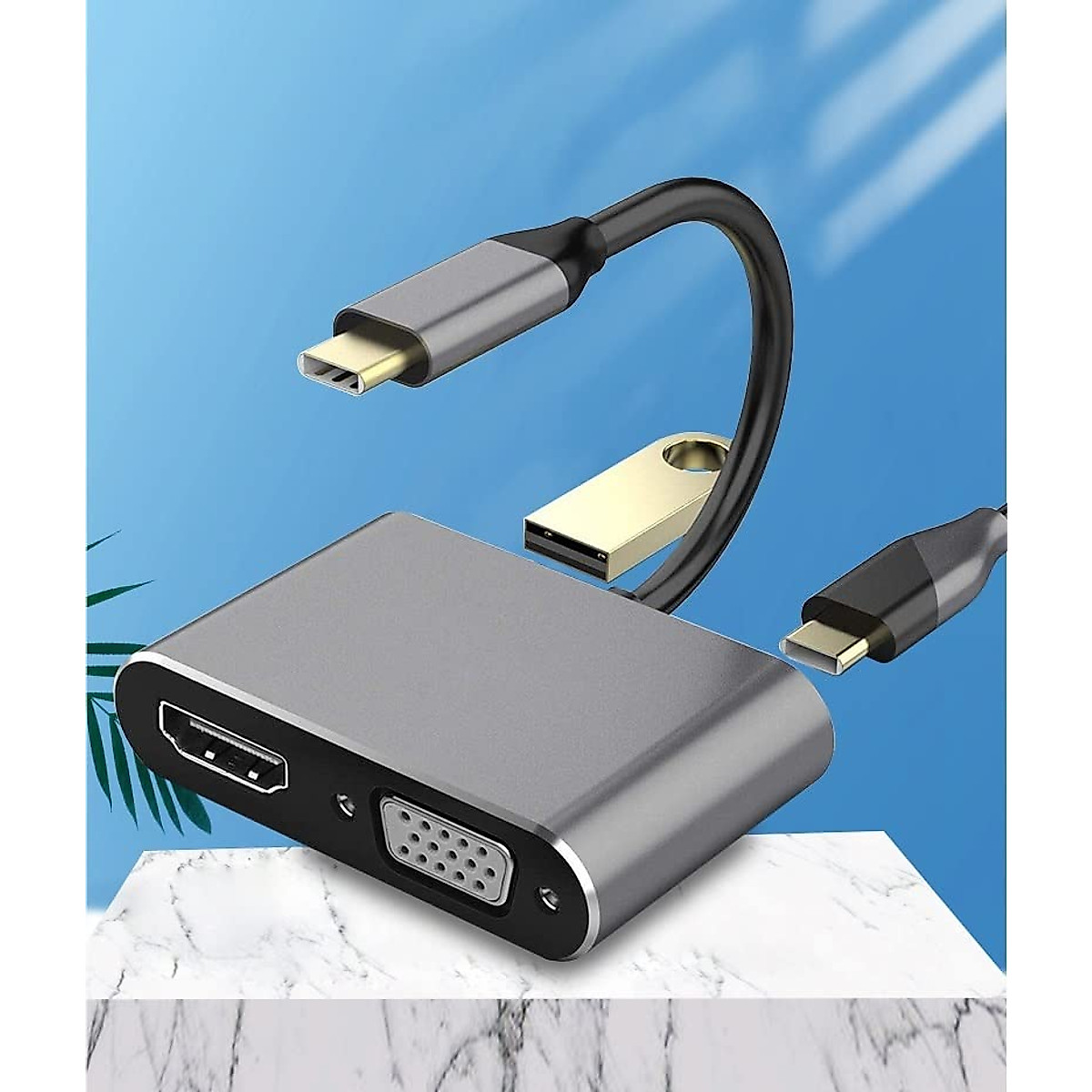 BRASSU Type-c Four-in-one Docking Station usbc (Size : Silver)