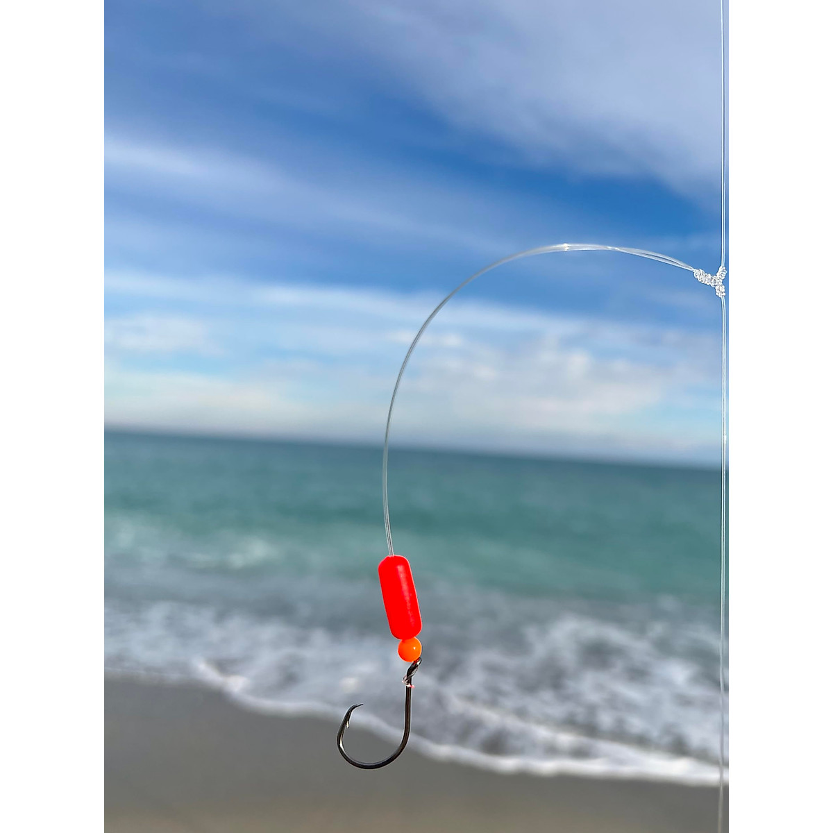 6 Pack 'Sand Flea' Pompano Surf Fishing Rigs (25# Mono)