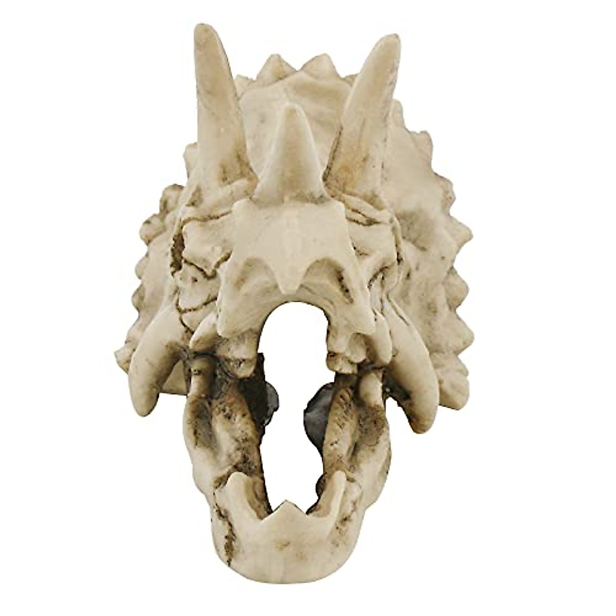 PetierWeit Resin Triceratops Skull Decoration Aquarium Dinosaur Ornaments Reptile Shelter Artificial Dinosaur Hideout Cave Landscape for Snake, Polypedatid, Fish, Shrimp