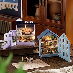 DIY Miniature Wooden Dollhouse Furniture Kit,Mini Handmade Doll House with LED,1:24 Scale Creative Woodcrafts Toys for Adult Friend Lover Birthday Gift (MoLan House)