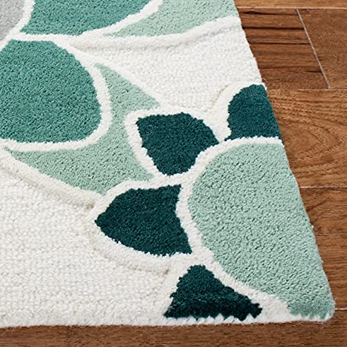 Safavieh Kids Collection 8' x 10' Ivory/Green SFK923Y Handmade Floral Wool Area Rug