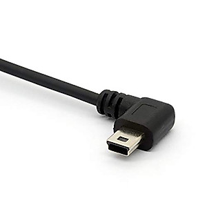 Coiled Mini USB Cable, 90 Degree Spring USB 2.0 to Mini USB Cable Cord, Right Angle Charging and Sygn Mini USB Adapter Lead