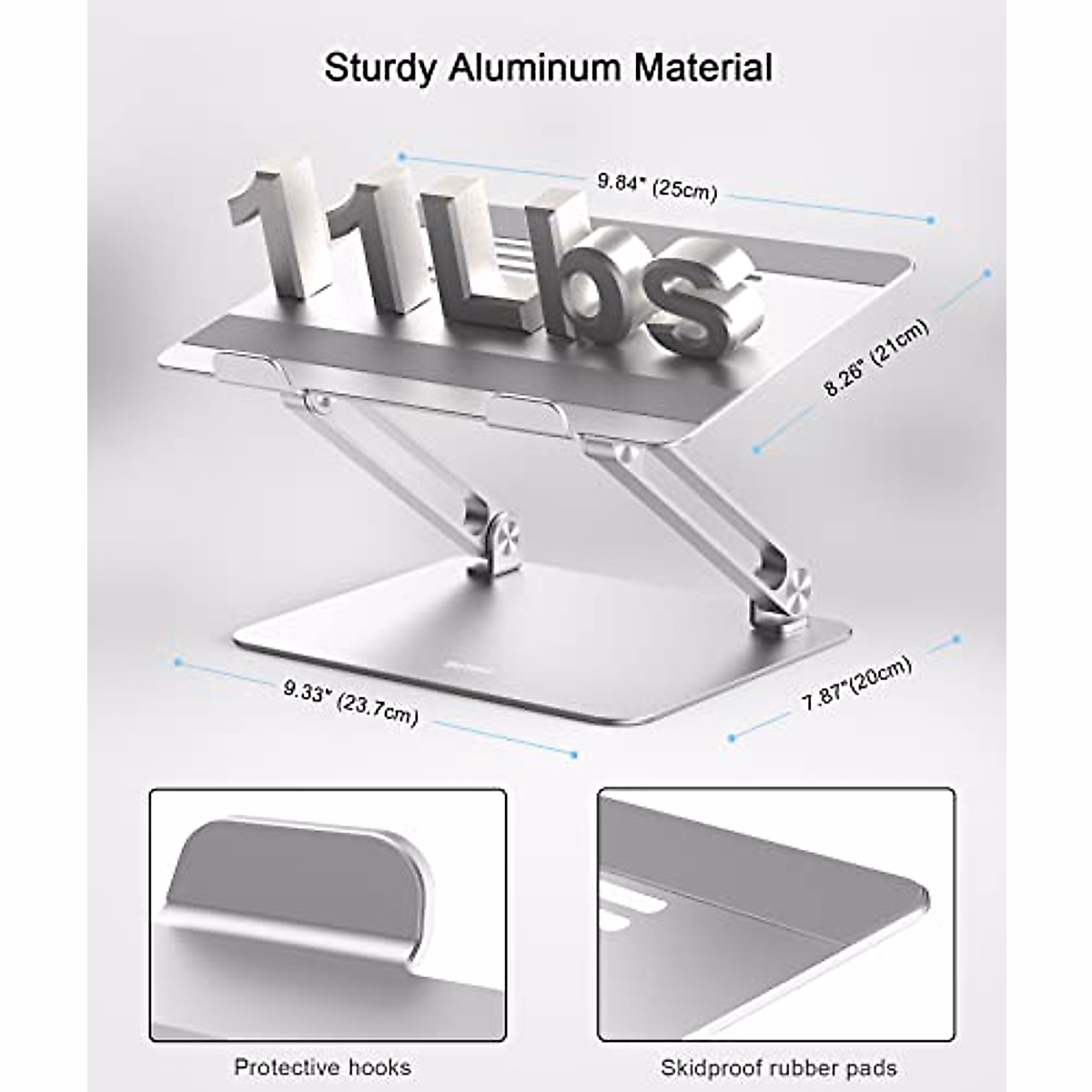 BoYata Laptop Stand, Adjustable Laptop Riser Ergonomic Computer Stand for Desk, Aluminum Laptop Holder Compatible for MacBook Pro/Air, Surface Laptop and Other Laptops up to 15 Inches