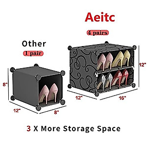 Aeitc 72 Pairs Shoe Rack Organizer Shoe Organizer Expandable Shoe Storage Cabinet Narrow Standing Stackable Space Saver Shoe Rack for Entryway, Closet with Hook and Side Shelf,48"x12"x72"