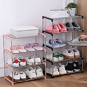 Diligencer 3-Tier Stackable Small Shoe Rack, Adjustable Shoe Shelf Storage Organizer (White)