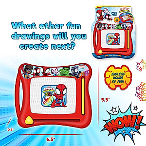 JA-RU Marvel Spiderman Magic Magnetic Drawing Board (1 Toy) Draw, Sketch & Doodle Tablet for Kids, Boys & Girls. Car Trip Game & Activity Travel Toys. Mess-Free Educational Learning Pad. C-6906-1s