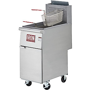 Iron Range IRF50 Commercial Gas Fryer, 50-Pound Capacity, 3-Tube Freestanding Fryer with Stainless Steel Tank, Cool Zone, ETL Certified, Includes 2 Fry Baskets & Caster Kit