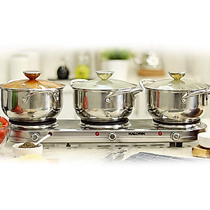 Kalorik Triple Burner Buffet Set, Stainless Steel