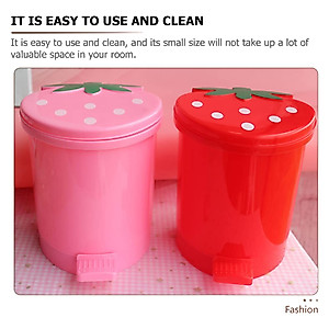 CALLARON Desktop Trash Can Bedroom Garbage Can Cutecore Countertop Trash Cans Trash Recycling Containers Kids Wastebasket Kawaii Table Top Trash Can Office Plastic Compost Bin Strawberry