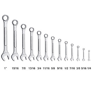13-Piece Complete SAE Combination Wrench Set in Roll-up Pouch, No Skipped Inch Sizes from 1/4” to 1” | Best Value Wrench Set, Ideal for General Household, Garage, Workshop, Auto Repairs, Emergency