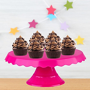 GRUPO MIRANDINHA Acrylic Round Slim Lace Cake Stand Cupcake Stand Candy Stand (Pink)