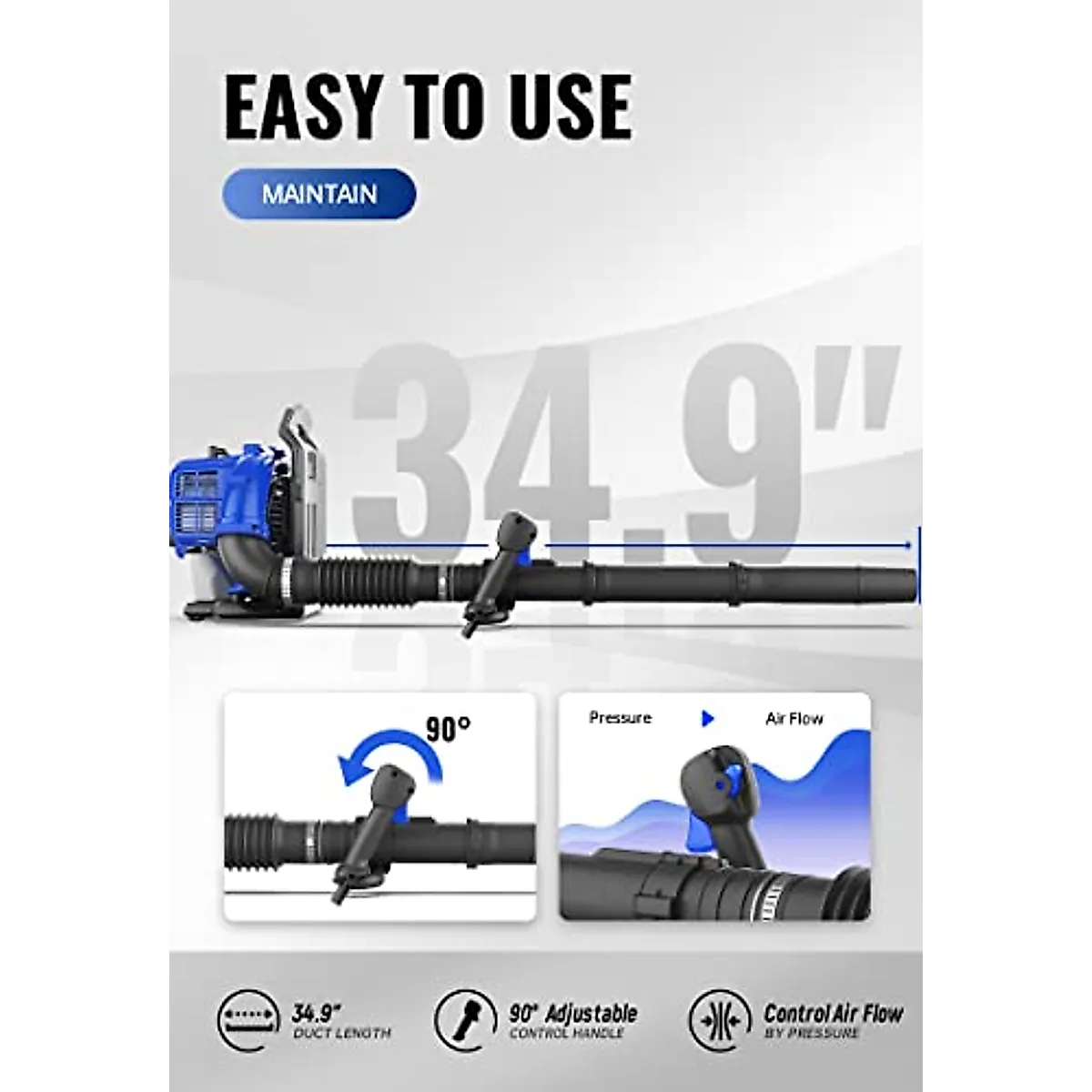 WILD BADGER POWER Leaf Blower Backpack,43cc Gas Powered Cordless 2-Cycle Engine for Lawn Care, 650CFM 152MPH Strong Air Flow for Leaf, Sand, Gravel and Snow,Light Weight 17.4 lbs