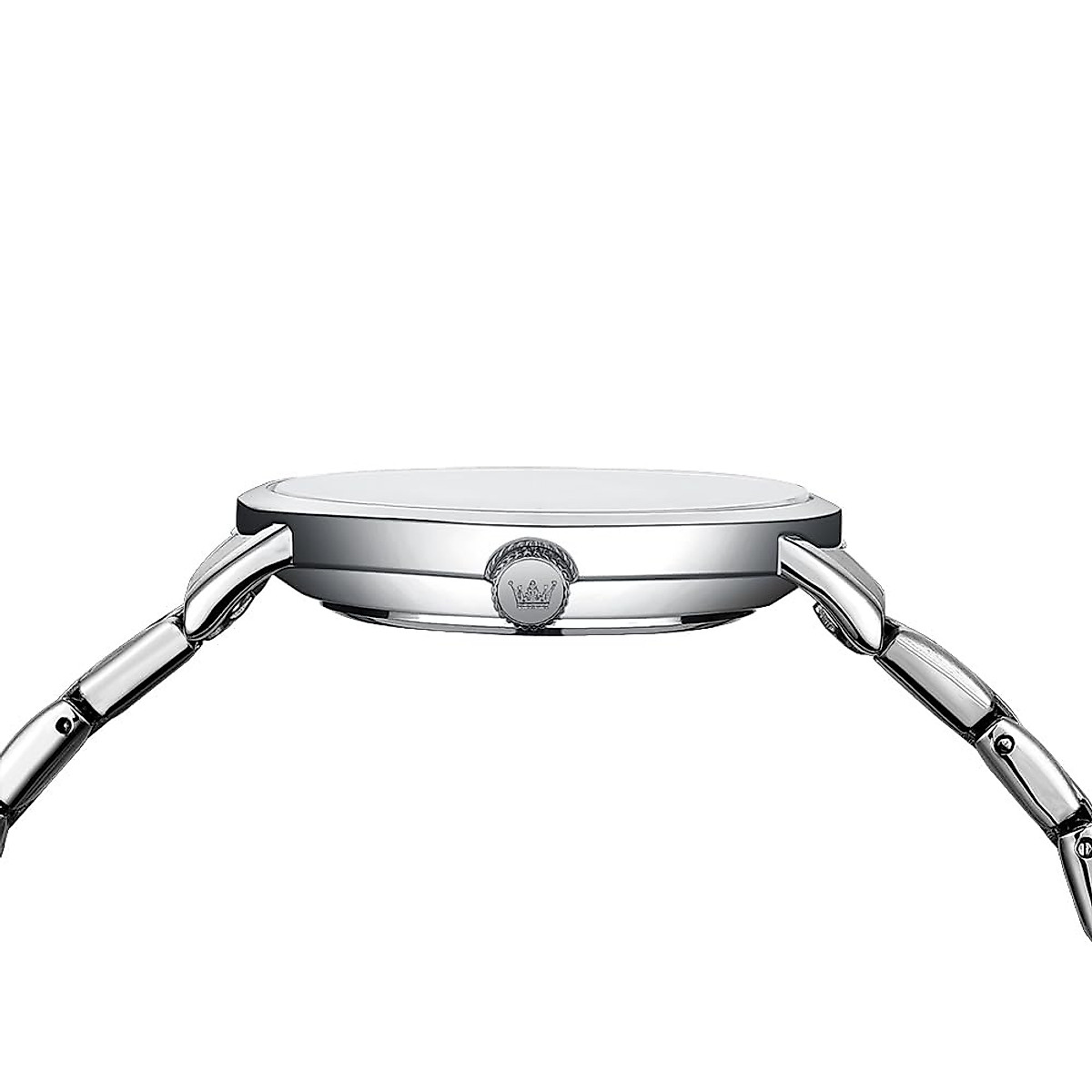 OLEVS Silver Watches for Men Dress Analog Quartz Waterproof Watch Stainless Steel Date Business Luxury Casual Wrist Watches White