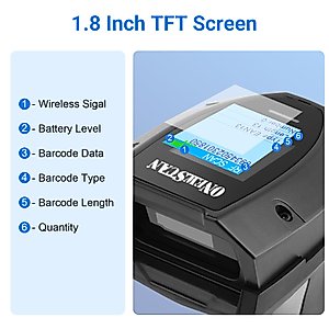 Barcode Scanner Wireless, Onewscan 1D Laser Barcode Reader with Stand 2.4G Wireless & USB Wired Connection 2 in 1 Plug and Play Handheld Bar Code Scaners