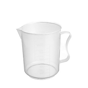 Bettomshin 1Pcs 500ml Resin Mixing Cups, PP Plastic Measuring Cups High Form Beaker with Handle, Liquid Measuring Cups, Graduated Beakers Multipurpose Mixing Cups Transparent for Lab Kitchen Liquids