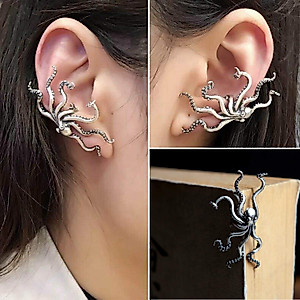 Paialco 925 Sterling Silver Octopus Ear Cuff Earrings