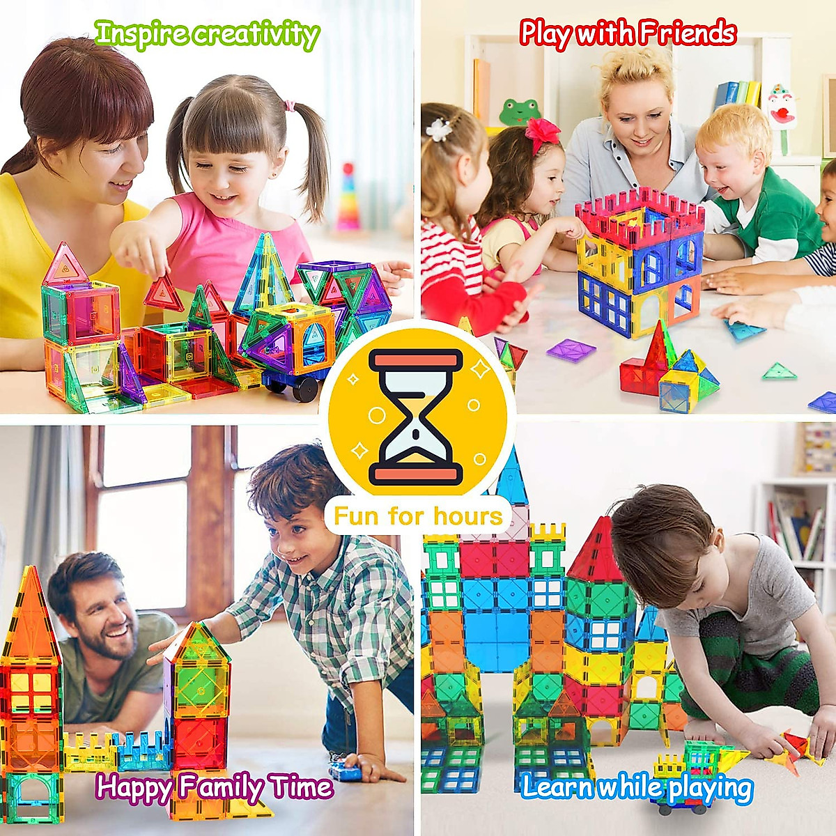 NVHH Magnetic Tiles for 3 4 5 6 7 8+Year Old Boys Girls 72PCS Oversize 3D Magnetic Building Blocks for Kids Age 3-5/STEM Toys for 4-8 Christmas Birthday Gifts